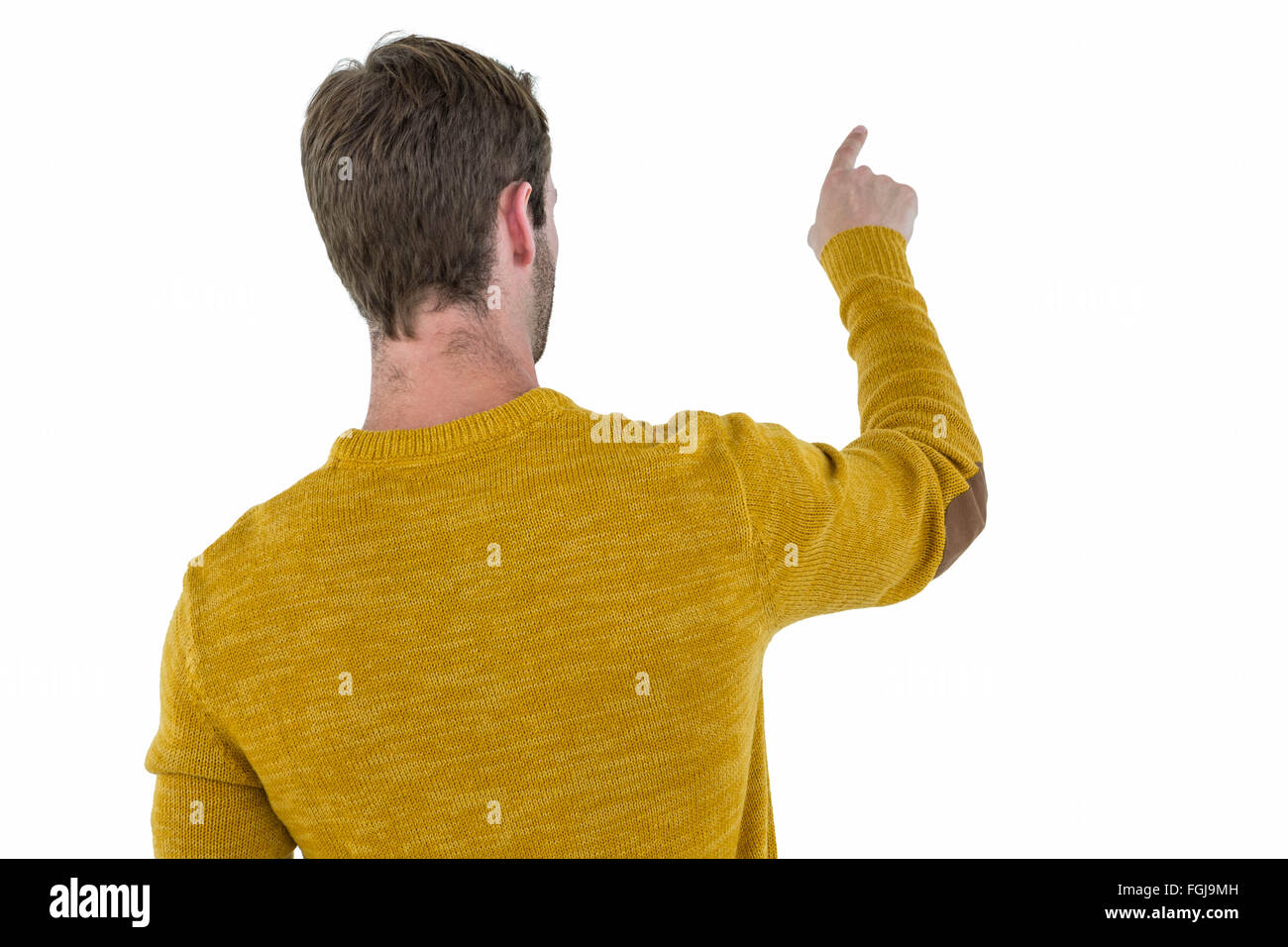 Hipster man pointing at something Stock Photo - Alamy