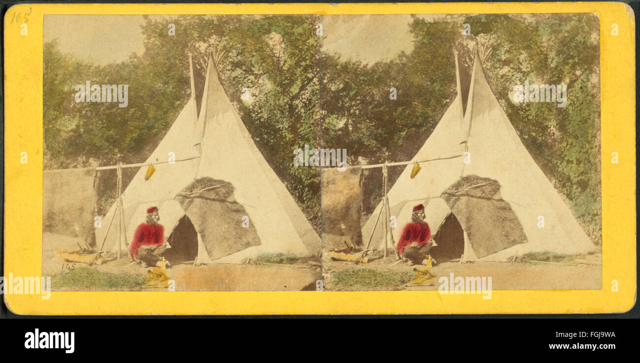 A photograph of an Omaha Indian tent, captured from the Robert N ...