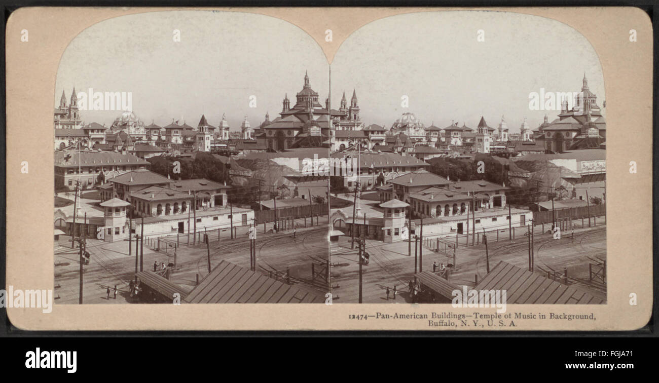 A photograph of the Pan-American buildings in Buffalo, New York, with ...