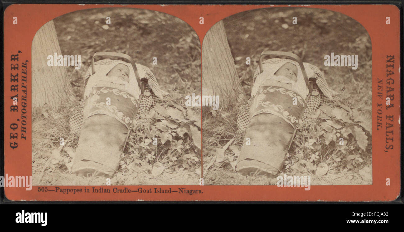 A photograph by George Barker depicting a Native American papoose in an ...