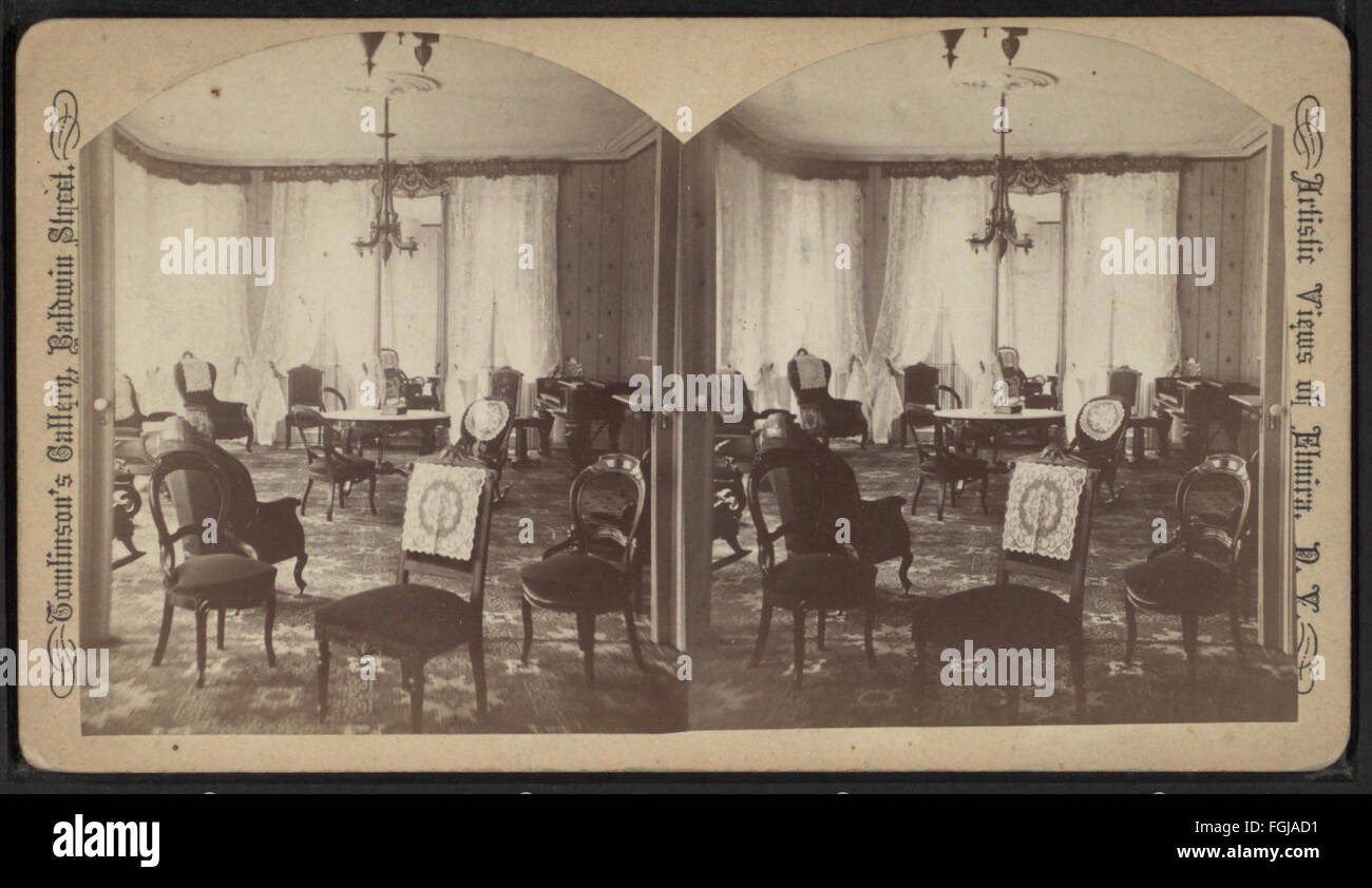 This image by C. Tomlinson shows the parlor of the Rathbun House, a ...