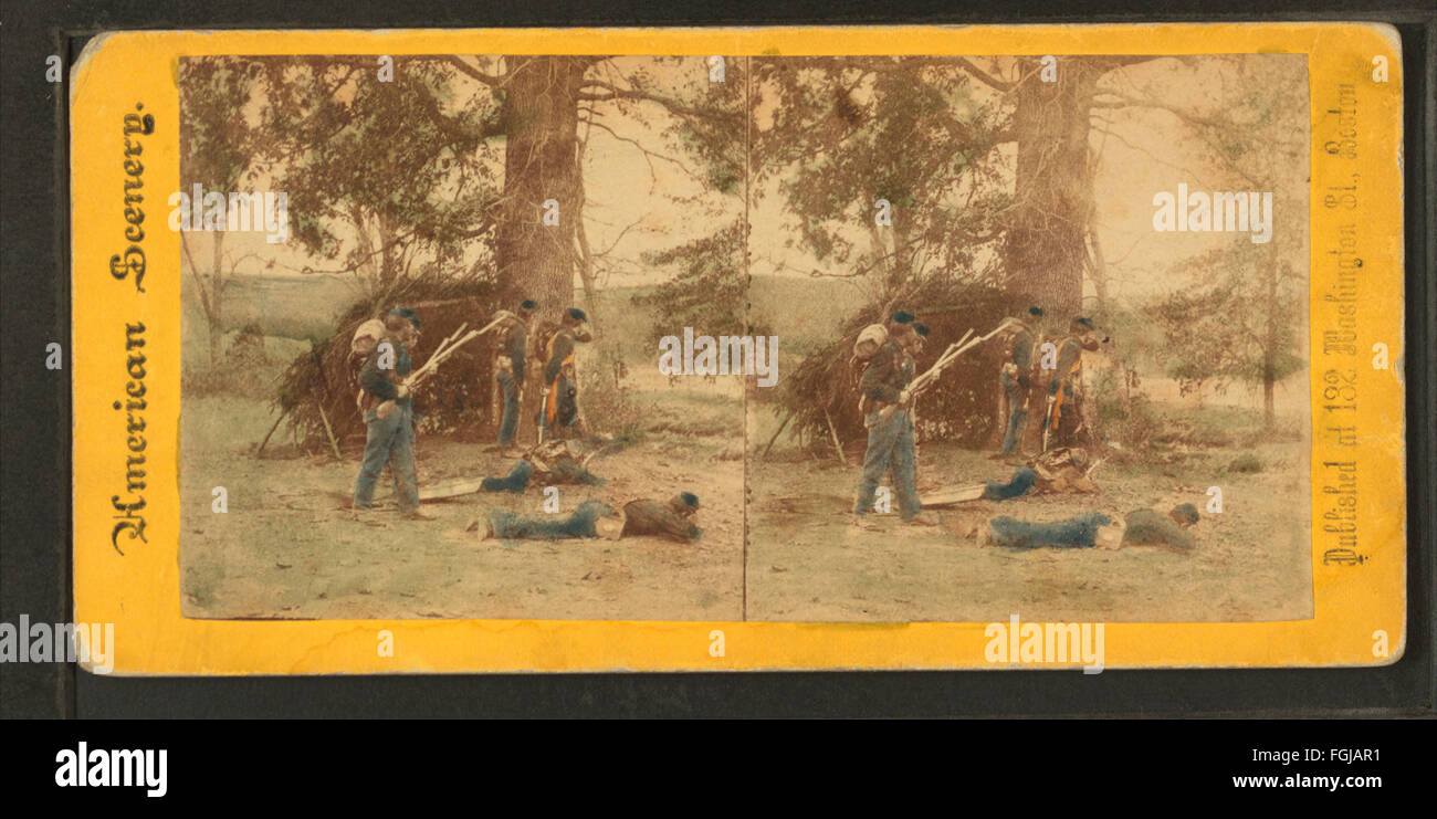 A stereoscopic image showing Union picket guards stationed in ...