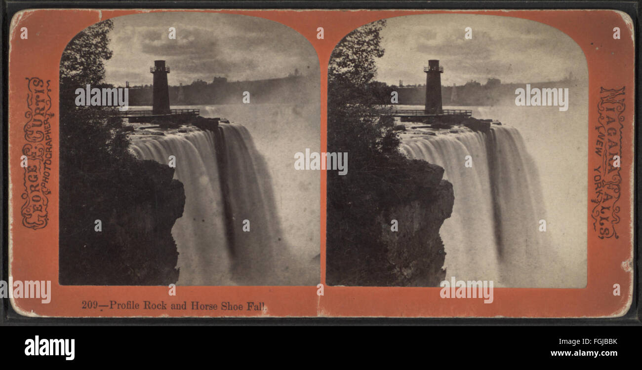 Photograph showing Profile Rock and Horse Shoe Fall, highlighting the ...