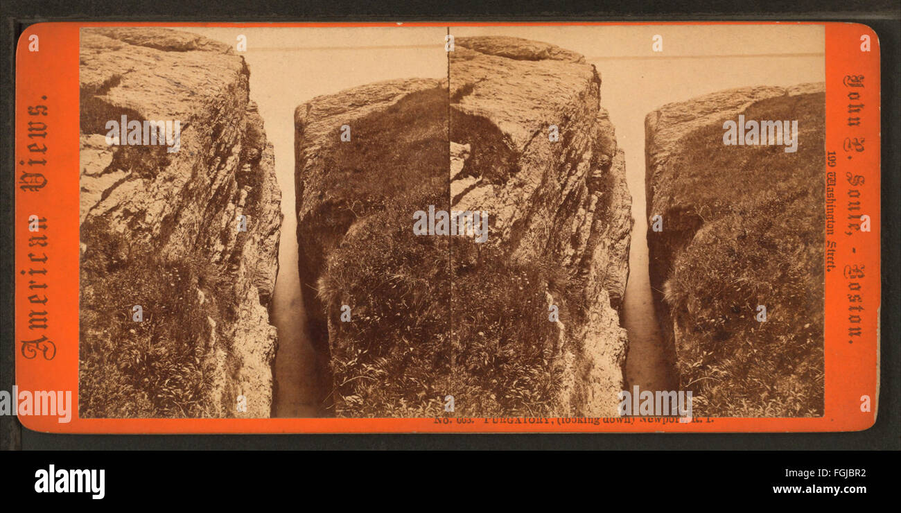 A photograph by John P. Soule showing a view of Purgatory in Newport ...