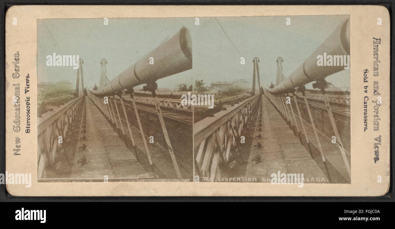 A stereoscopic image of the railroad suspension bridge at Niagara ...