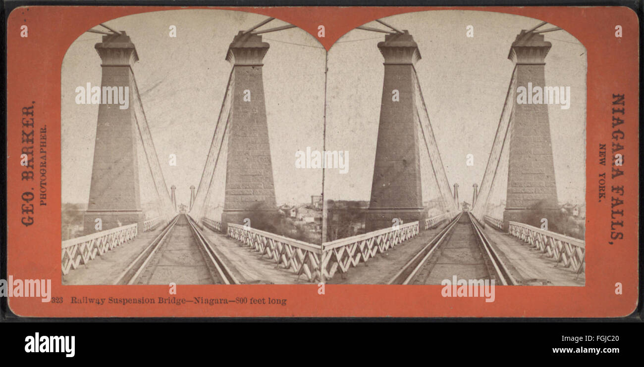 A photograph of the Railway Suspension Bridge at Niagara, taken by ...