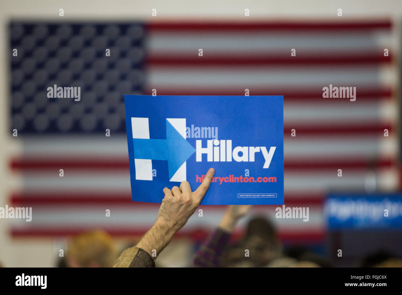 College Park, Georgia, USA. 13th Feb, 2016. A man holds up a sign ...