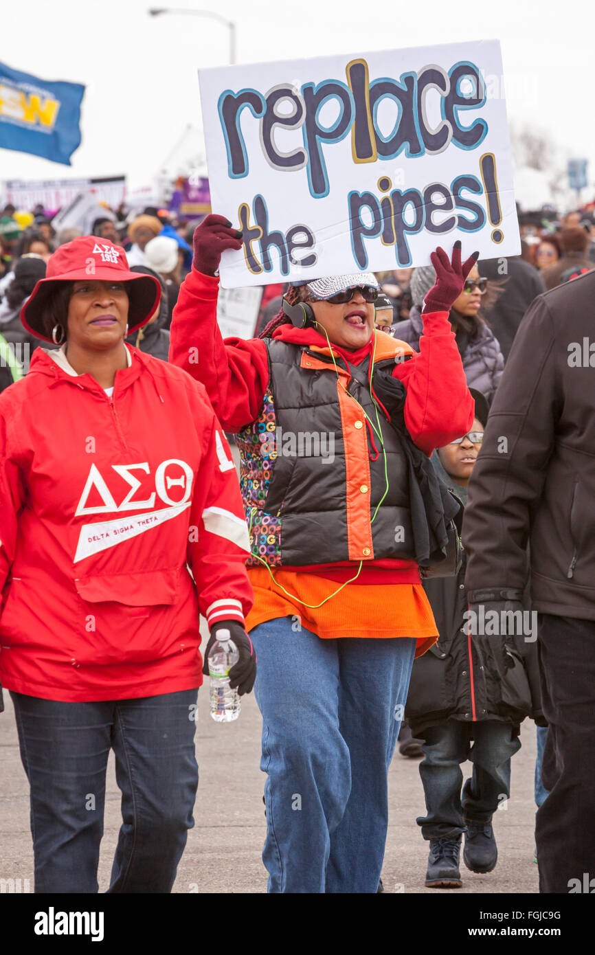 Flint, Michigan USA - 19th February 2016 - Residents marched to the ...