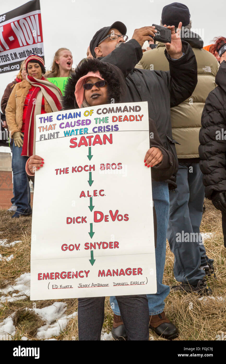 Flint, Michigan USA - 19th February 2016 - Residents marched to the ...