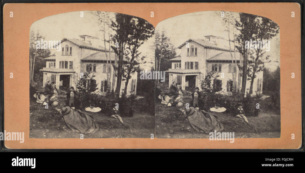 A stereoscopic image of the residence of Mr. Merrick in Llewellyn Park ...
