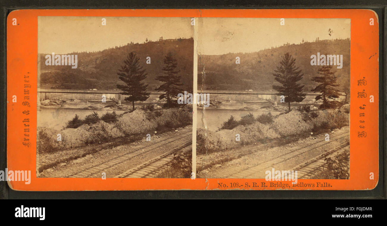 A photograph by French & Sawyer showing the S.R.R. Bridge at Bellows ...