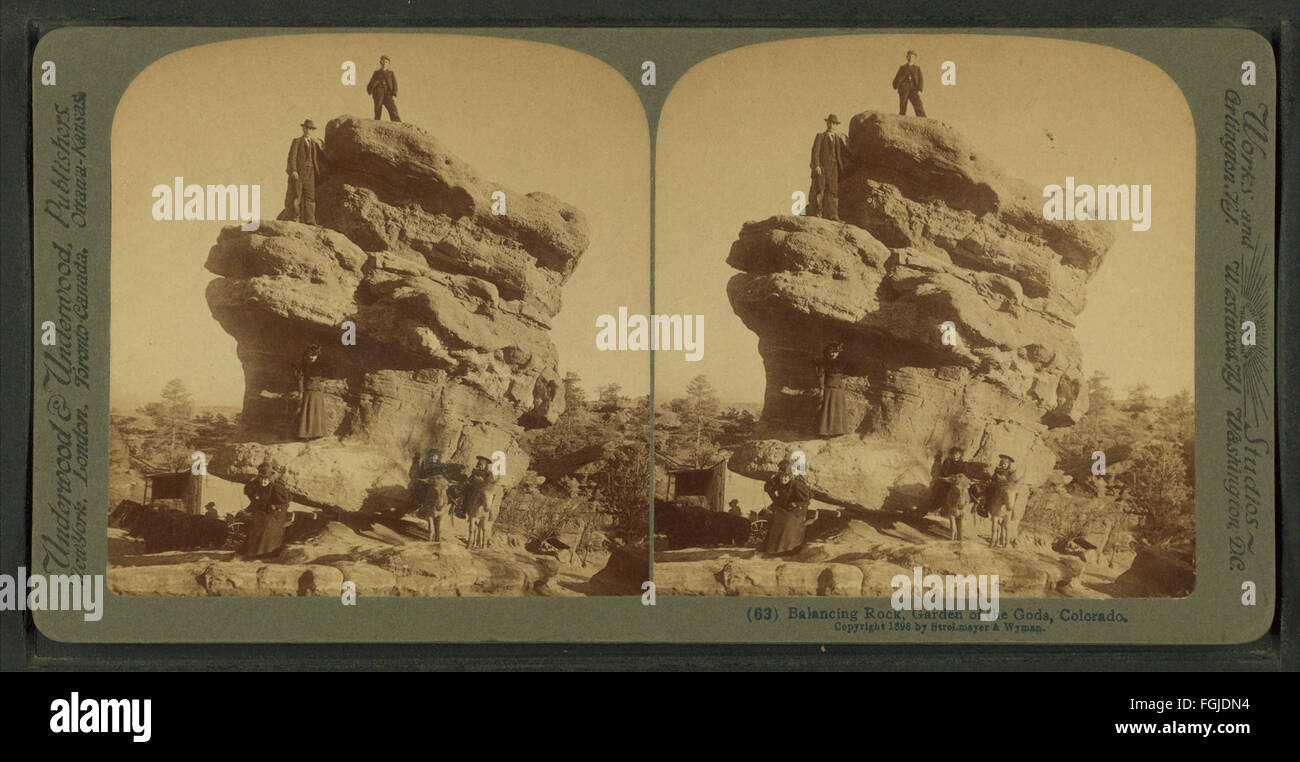 This photograph shows Balancing Rock, a famous geological formation in ...