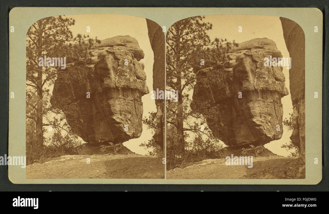 A photograph by Byron H. Gurnsey showing Balancing Rock, a massive rock ...