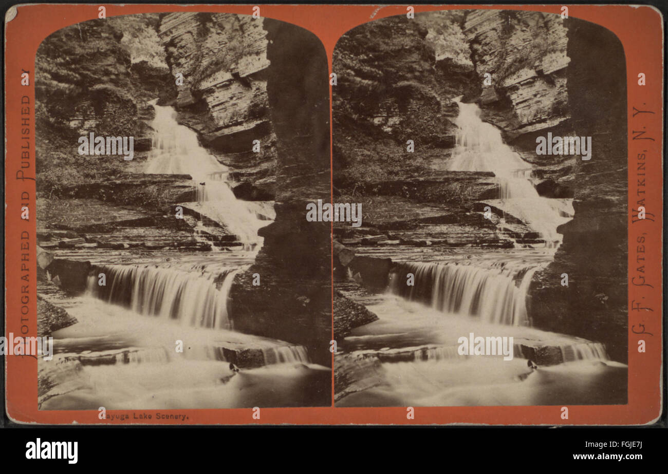 A photograph by George F. Gates showing the Second or Grand Cascade ...
