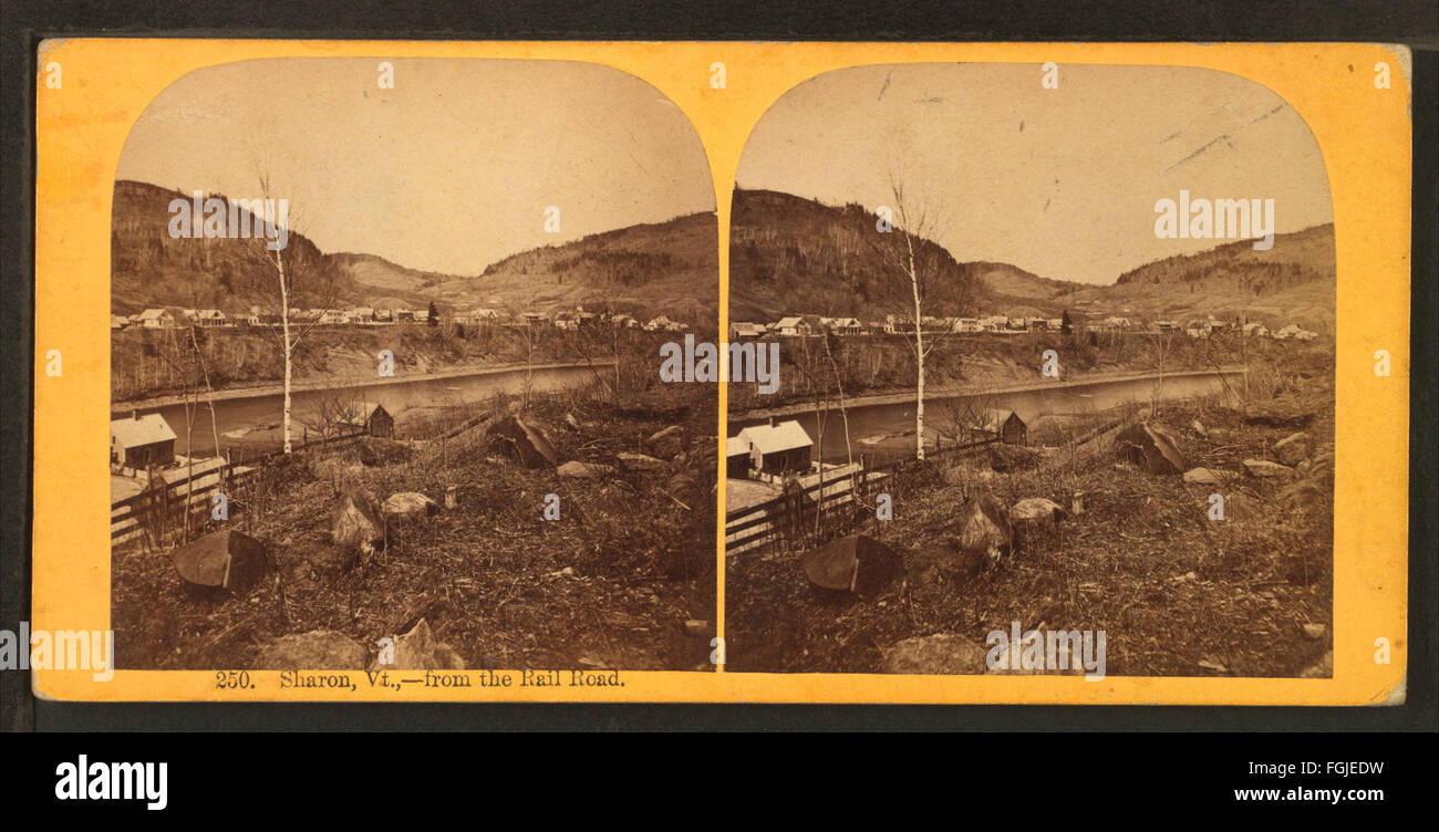 A photograph by A.F. Styles showing the town of Sharon, Vermont, as ...