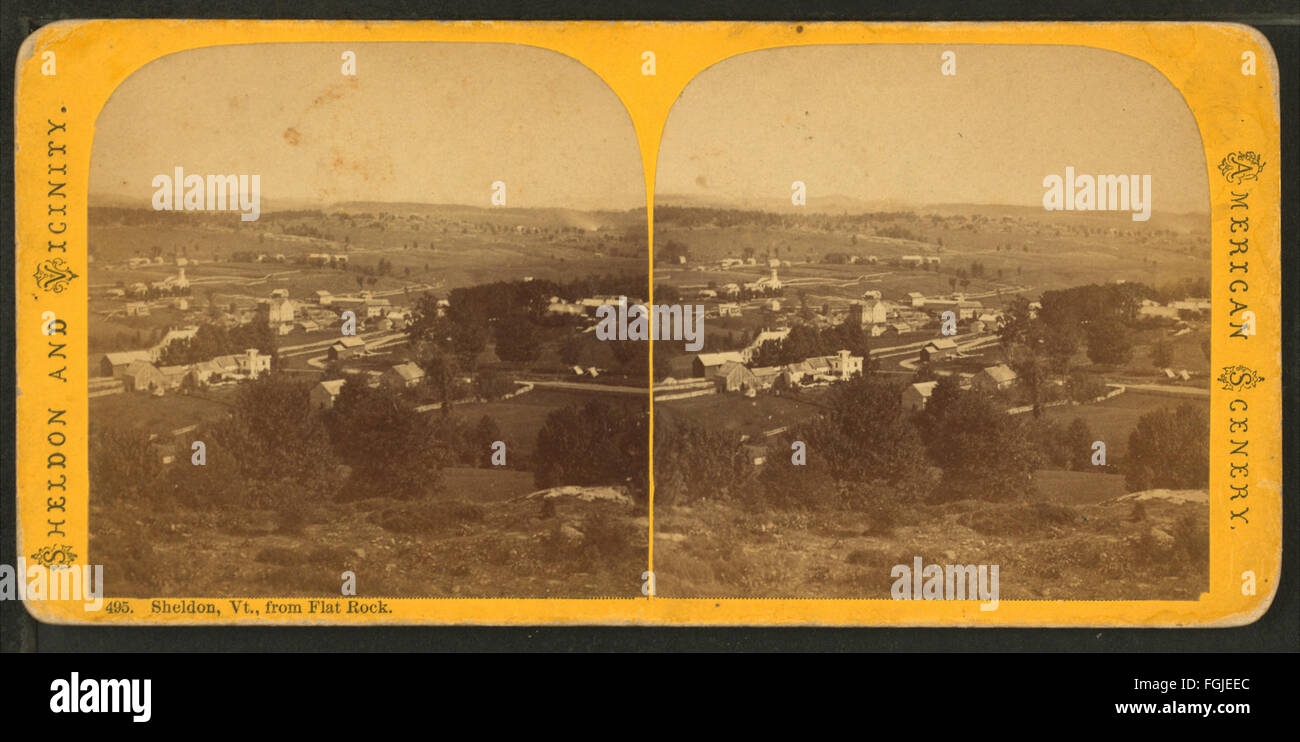 This photograph shows a view of Sheldon, Vermont, from Flat Rock ...
