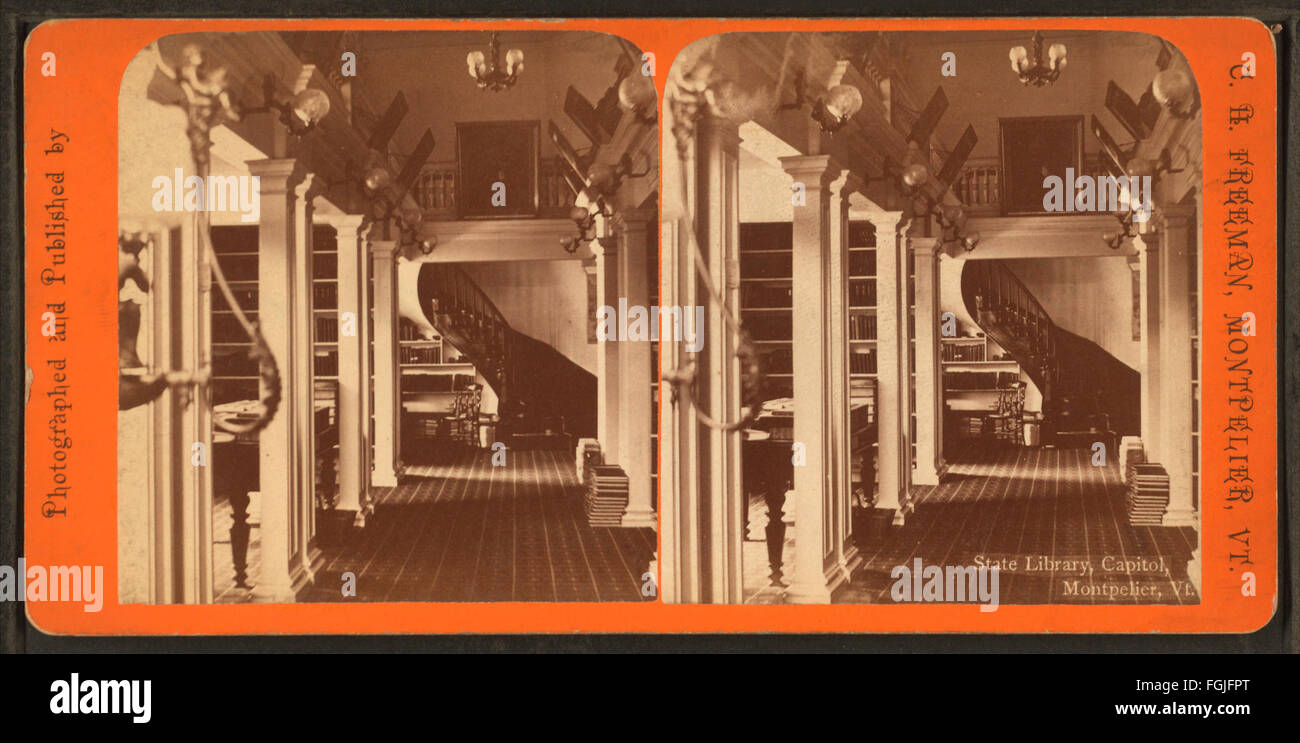 Photograph by C. H. Freeman showing the State Library at the Capitol in ...