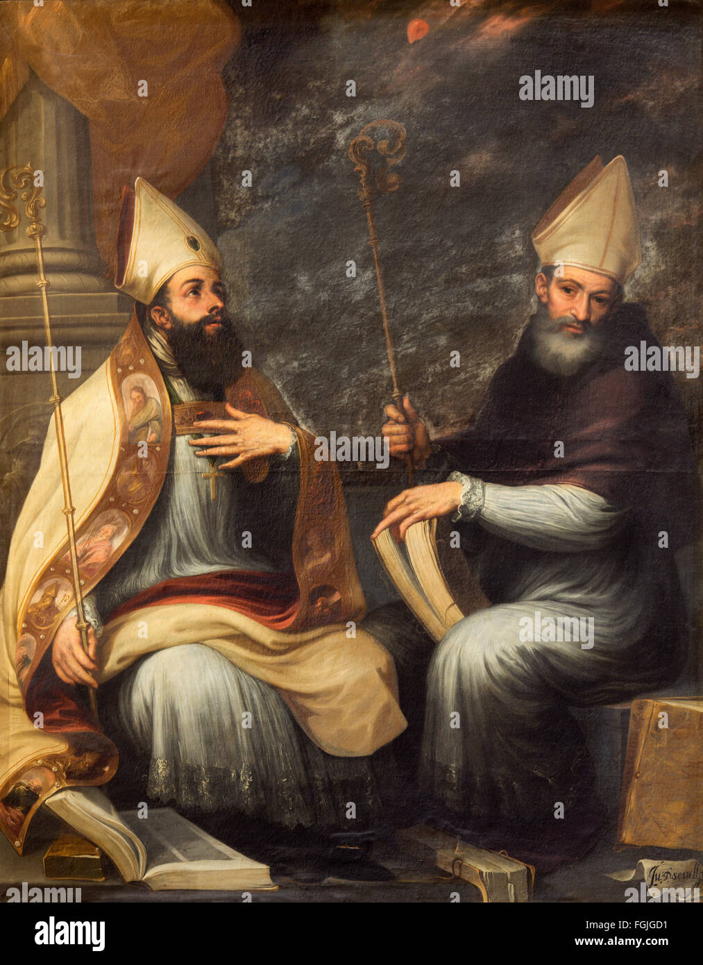 GRANADA, SPAIN - MAY 29, 2015: The paint of St. Ambrose and St ...