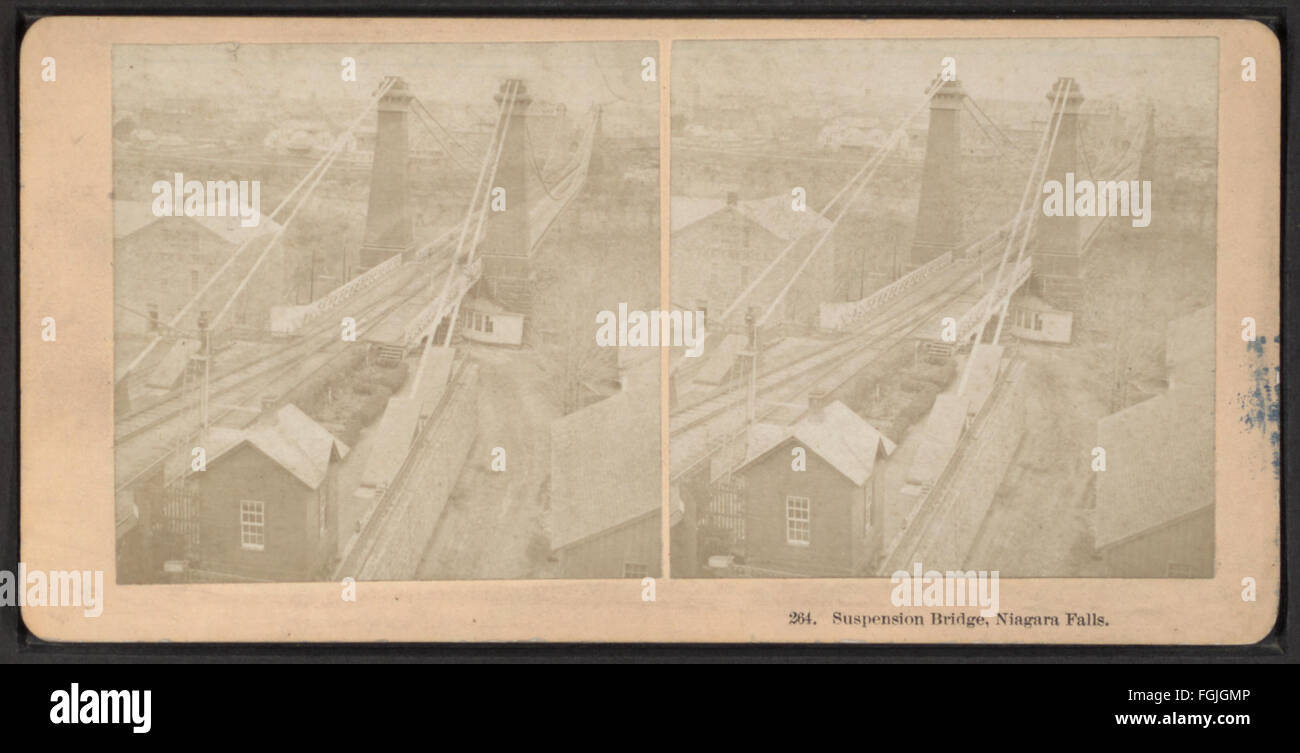 View of the Suspension Bridge at Niagara Falls, highlighting the bridge ...