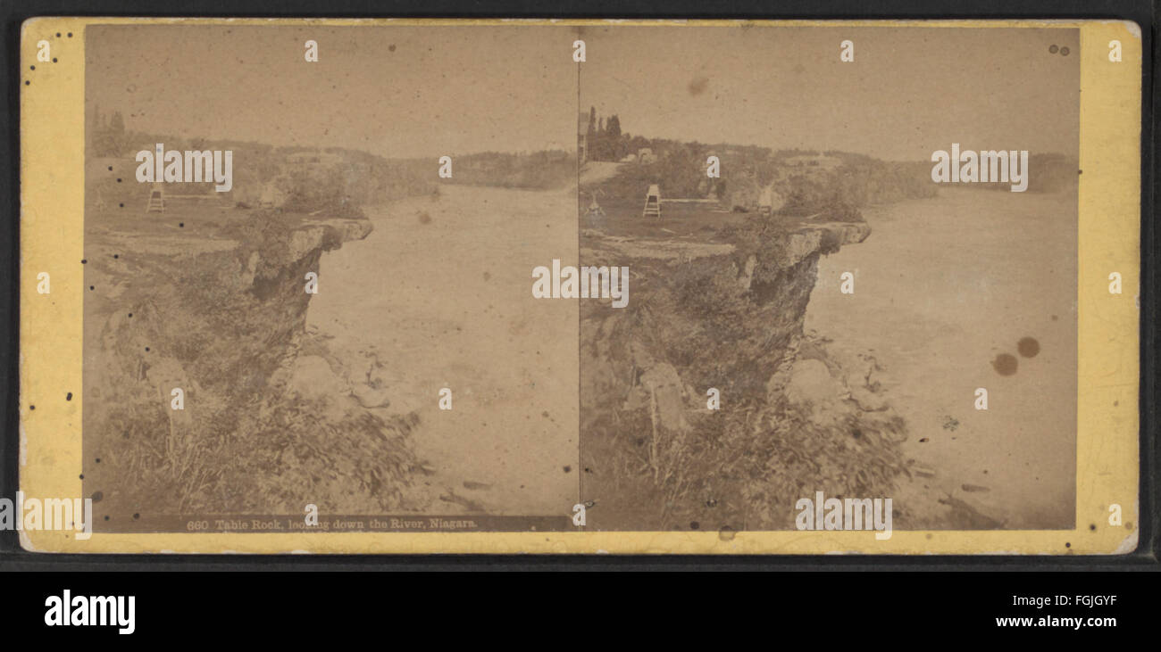 View of Table Rock at Niagara Falls, capturing the river below and the ...