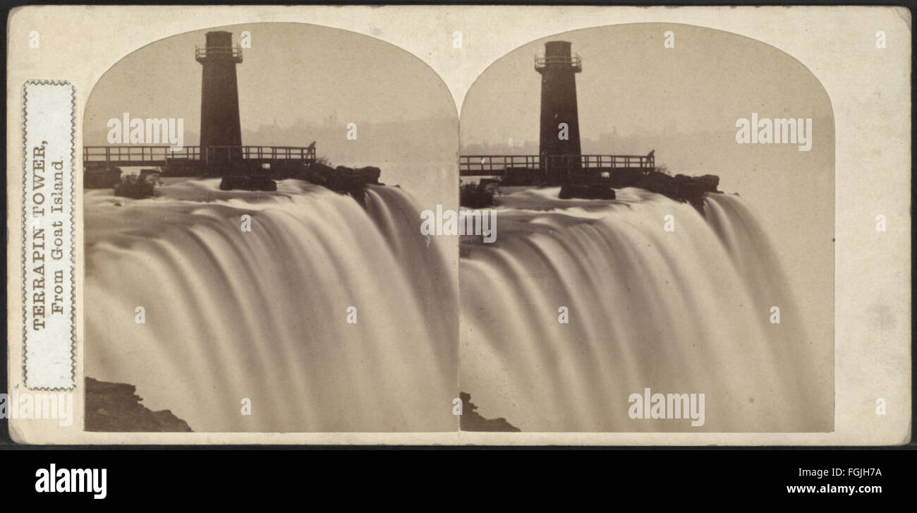 A photograph showing Terrapin Tower from Goat Island, capturing the ...