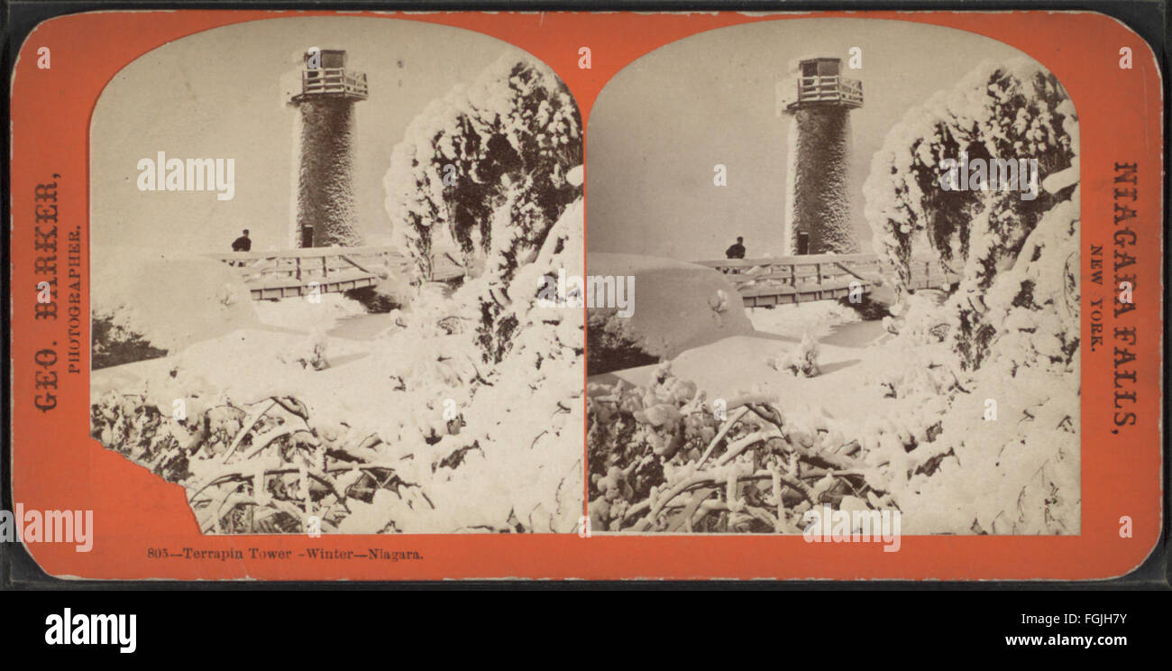 A photograph by George Barker showing Terrapin Tower at Niagara Falls ...