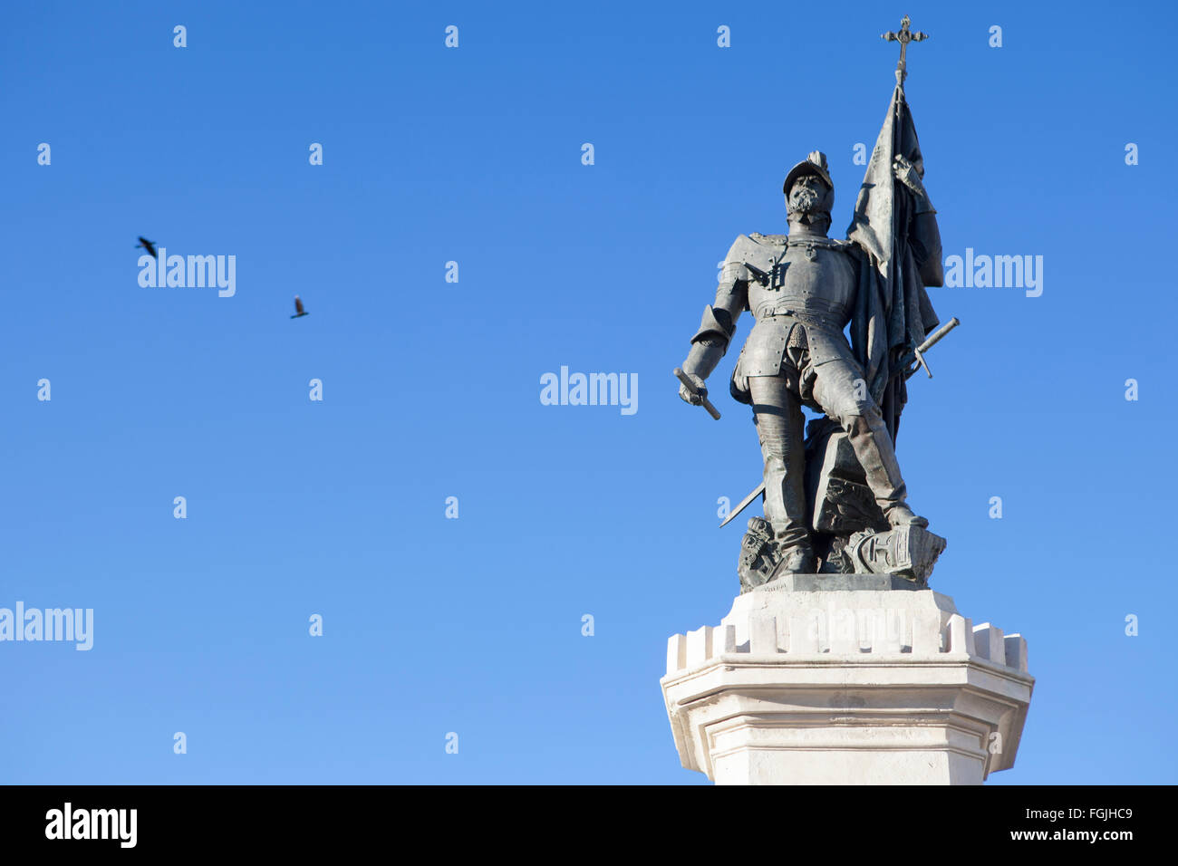 Statue of Hernan Cortes, Mexico conqueror, Medellin, Spain Stock Photo ...
