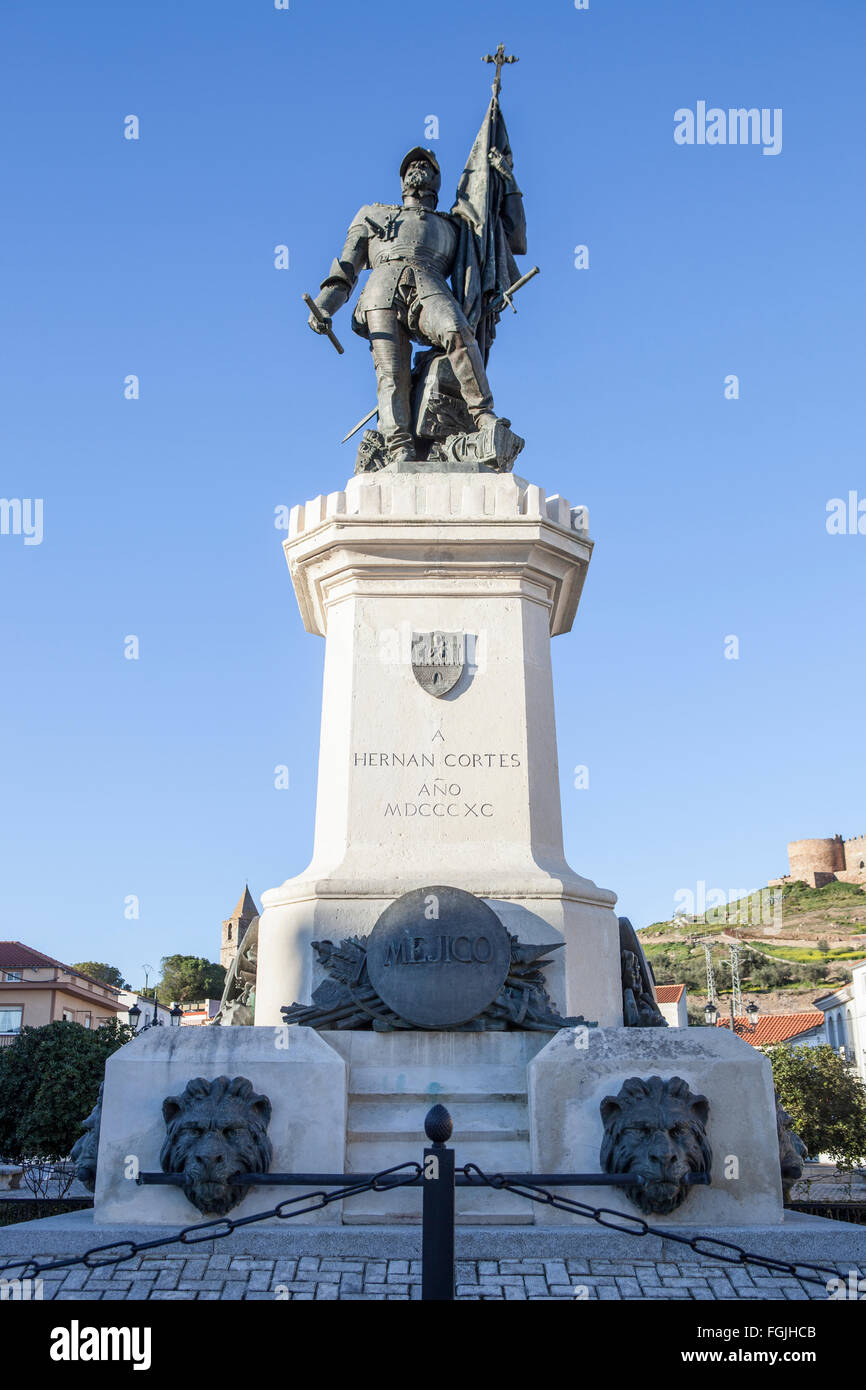 Statue of Hernan Cortes, Mexico conqueror, Medellin, Spain Stock Photo ...
