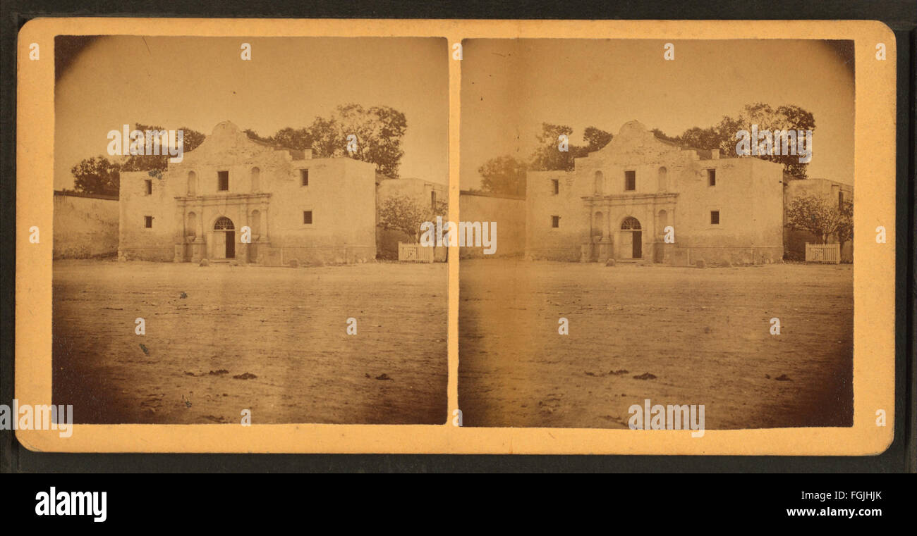 This photograph shows the Alamo, a historical site in Texas, depicting ...