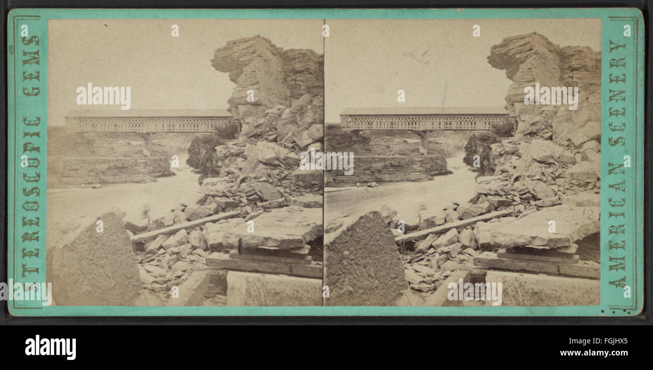 This stereoscopic view shows the bridge and part of the marble quarry ...