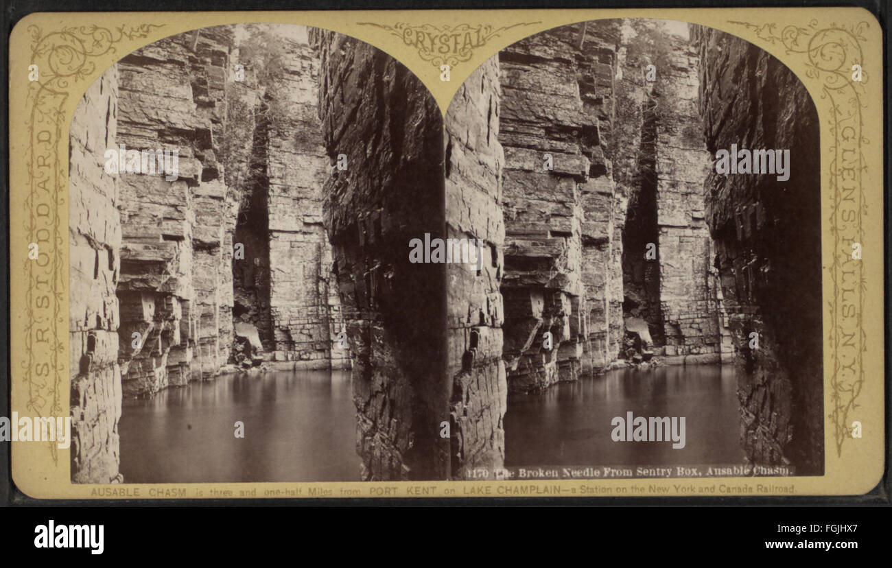 A photograph by Seneca Ray Stoddard showing the Broken Needle rock ...