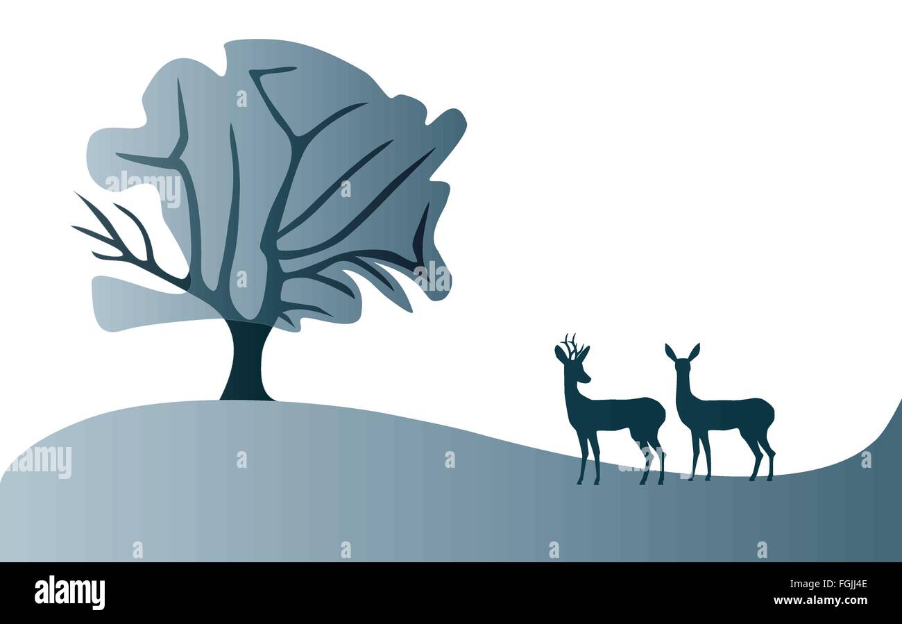Roe deer landscape illustration Stock Vector Images - Alamy
