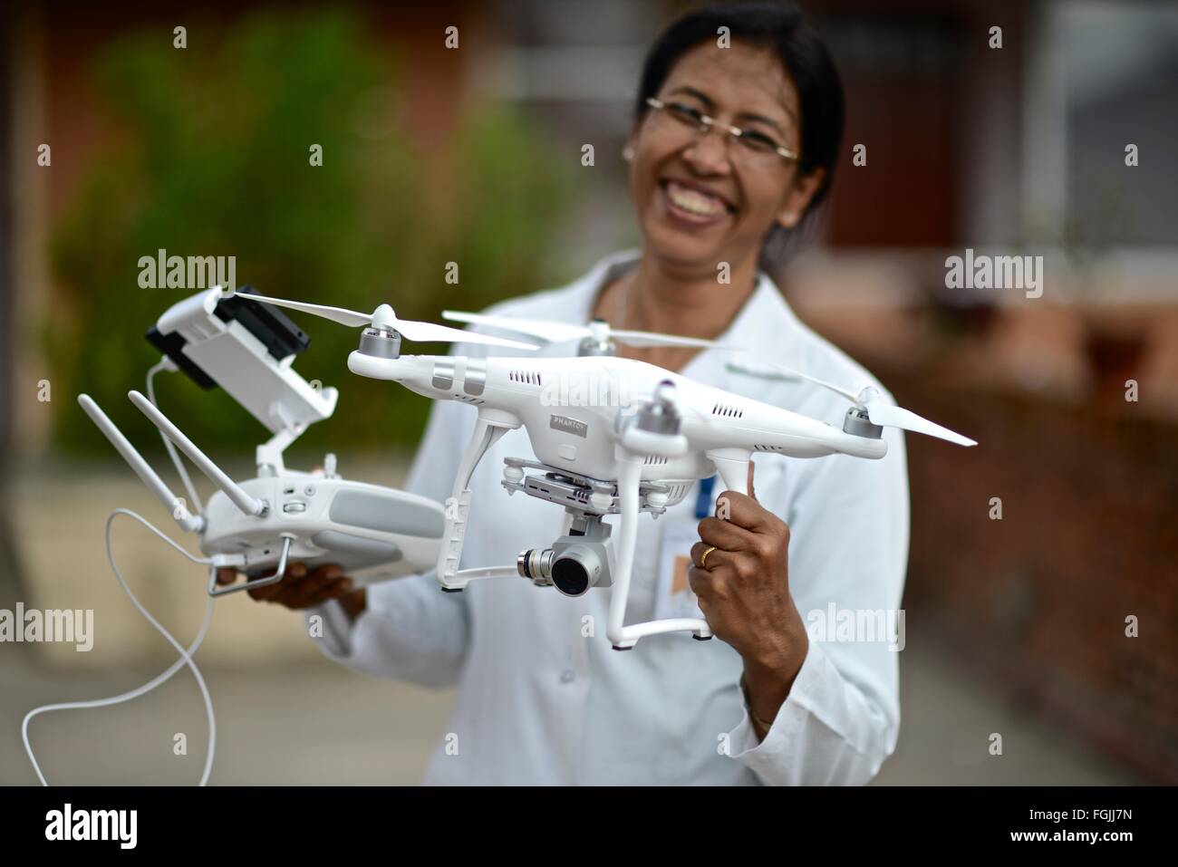 Nepali doctor learning the basics of drone flying in a hospital in ...