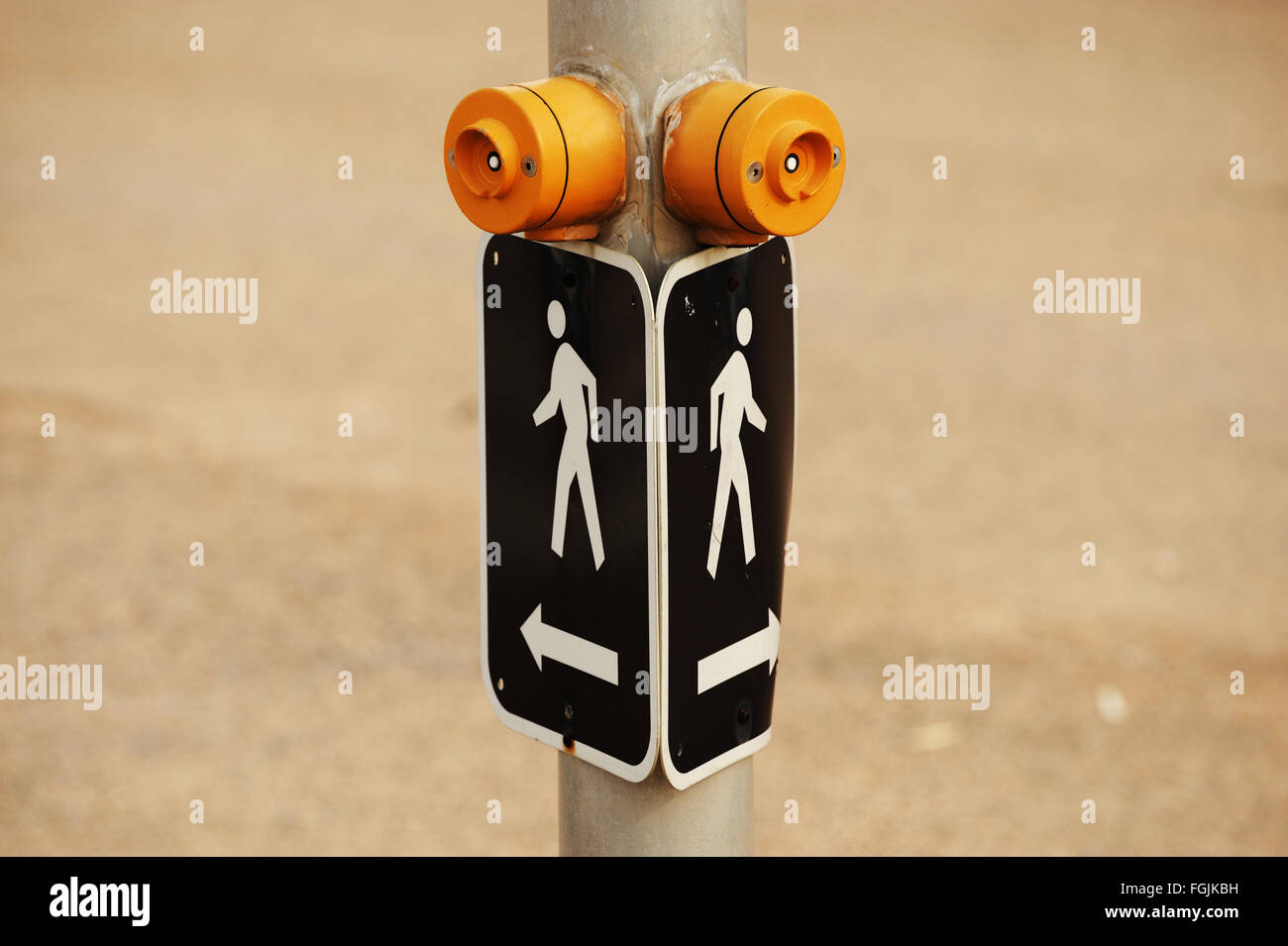 pedestrian sign and push button Stock Photo - Alamy