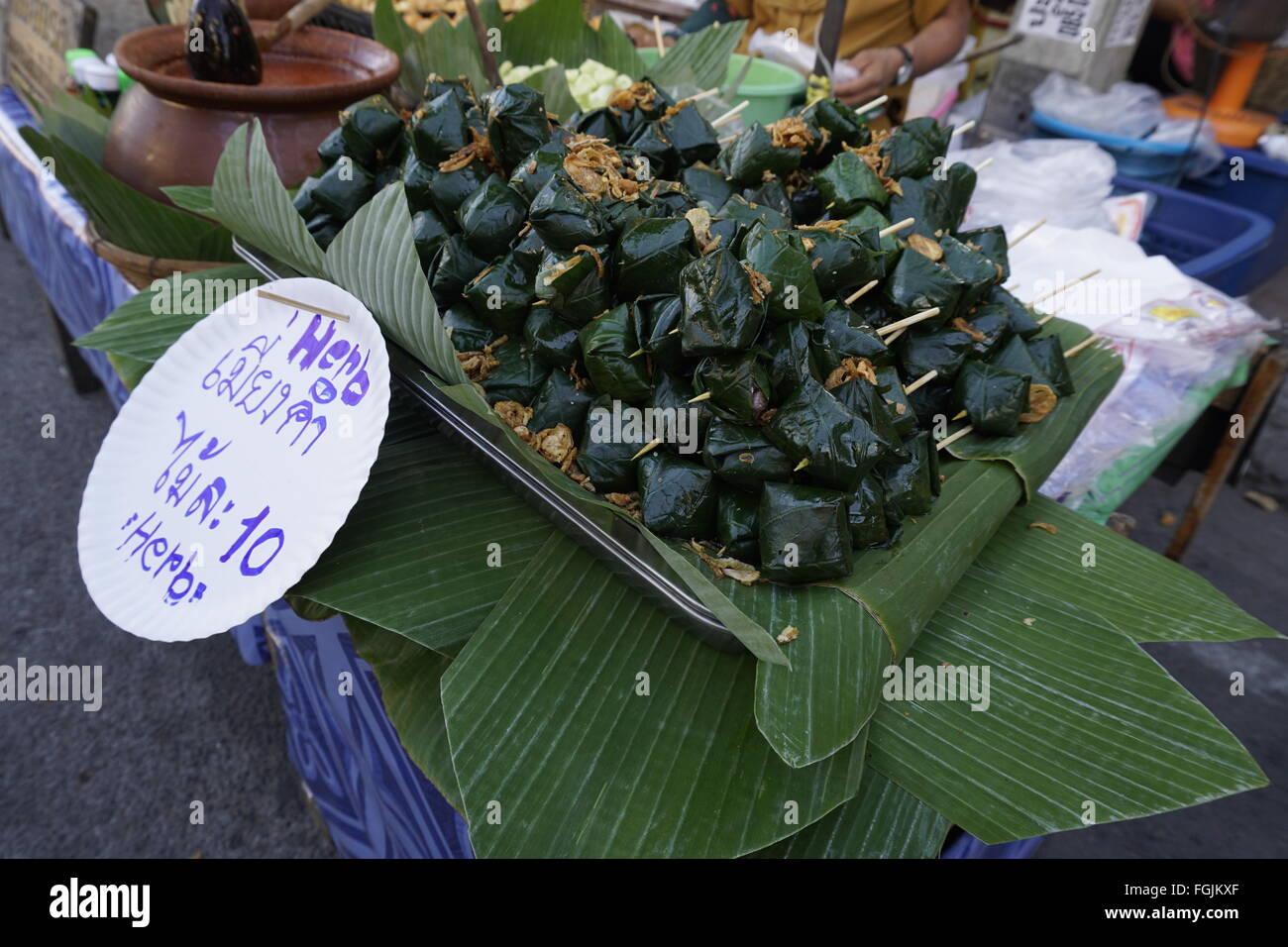 Royal Leaf Wrap Appetizer, Miang Kham, betel leaf wrap on stick, Thai ...