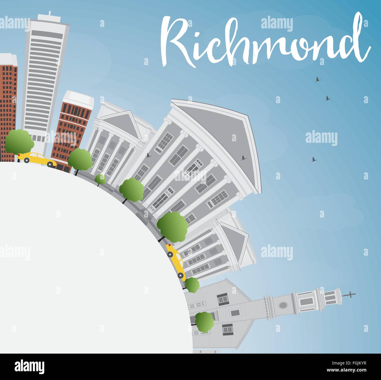 Richmond (Virginia) Skyline with Gray Buildings and Copy Space. Vector ...