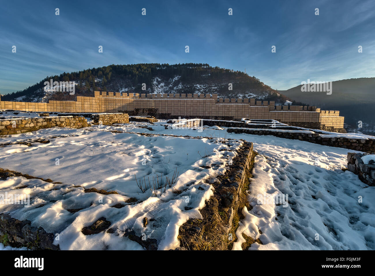 Amazing sunset in the Krakra fortress. The fort is located near Pernik ...