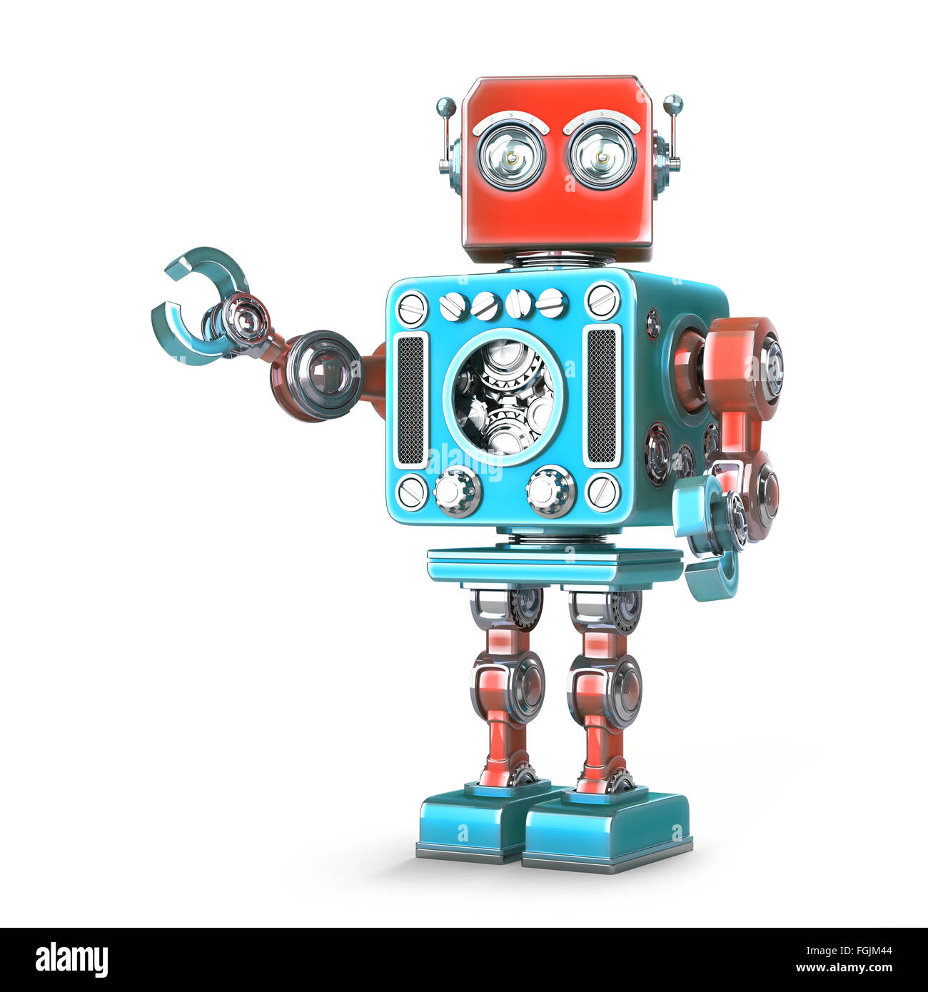 Retro robot. Isolated on white. Contains clipping path Stock Photo - Alamy