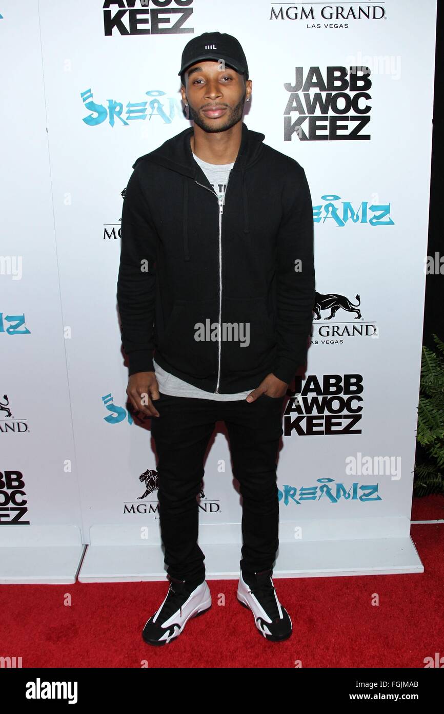 Las Vegas, NV, USA. 19th Feb, 2016. James “B-Dash” Derrick at arrivals ...