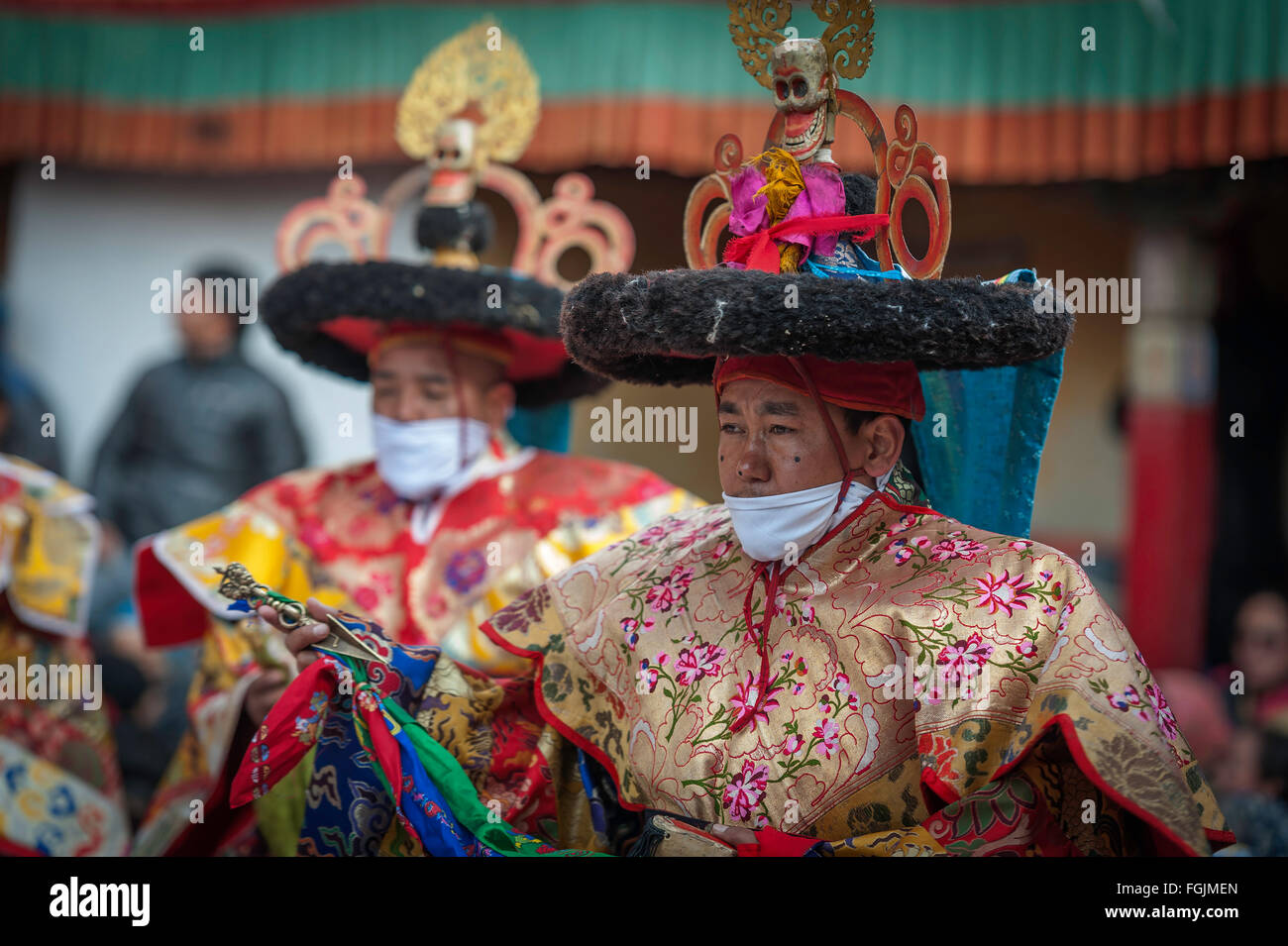 Cham Dancers (Lama) are in monastery Stock Photo - Alamy