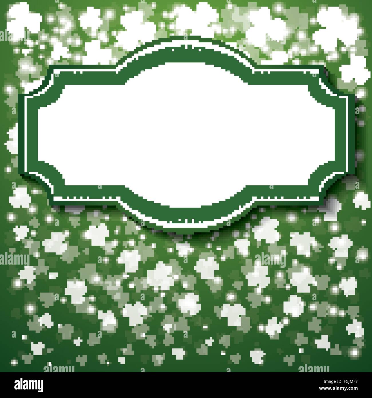 St. Patrick's Day Background with frame, lights and transparent clover ...