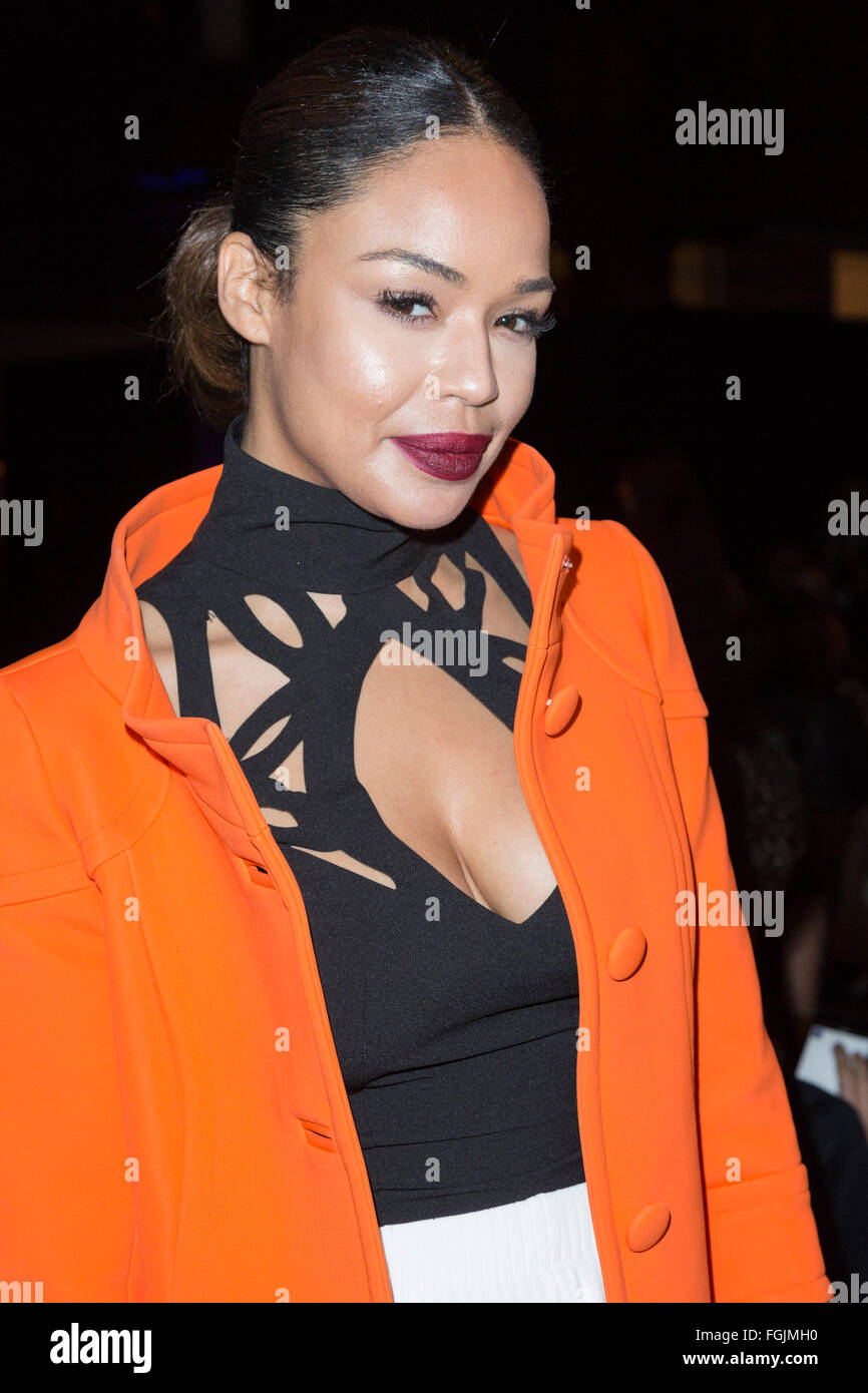 London, UK. 19 February 2016. Sarah-Jane Crawford. Celebrity arrivals ...