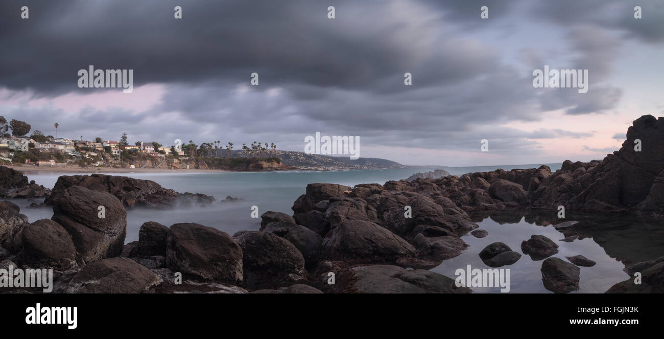Rain clouds over Crescent Bay in the fall in Laguna Beach, California ...