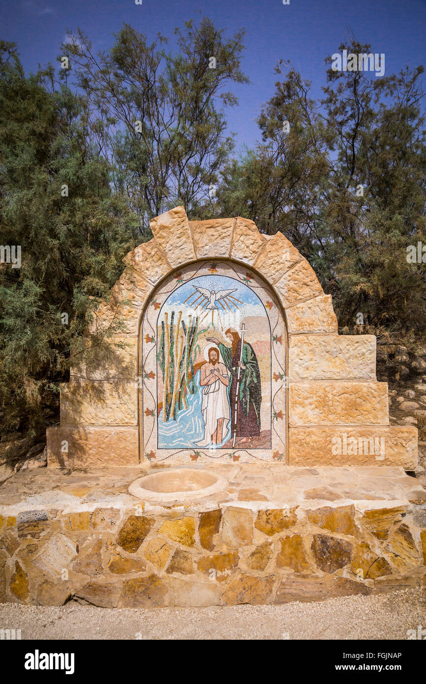 A mosaic monument of John the Baptist and Jesus at Bethany Beyond the ...