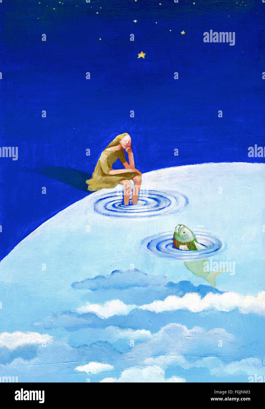 a woman looks at a fish Stock Photo - Alamy