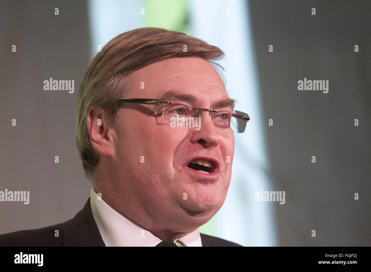 London UK. 19th February 2016. David Campbell Bannerman MEP speaks at ...