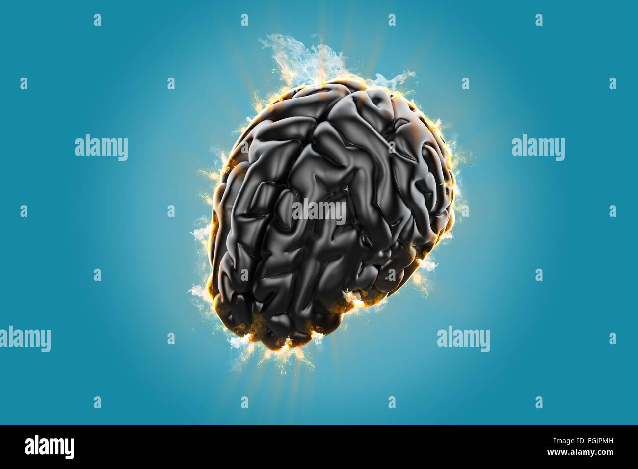 Burning brain. Creative concept of the human brain. 3d illustration ...