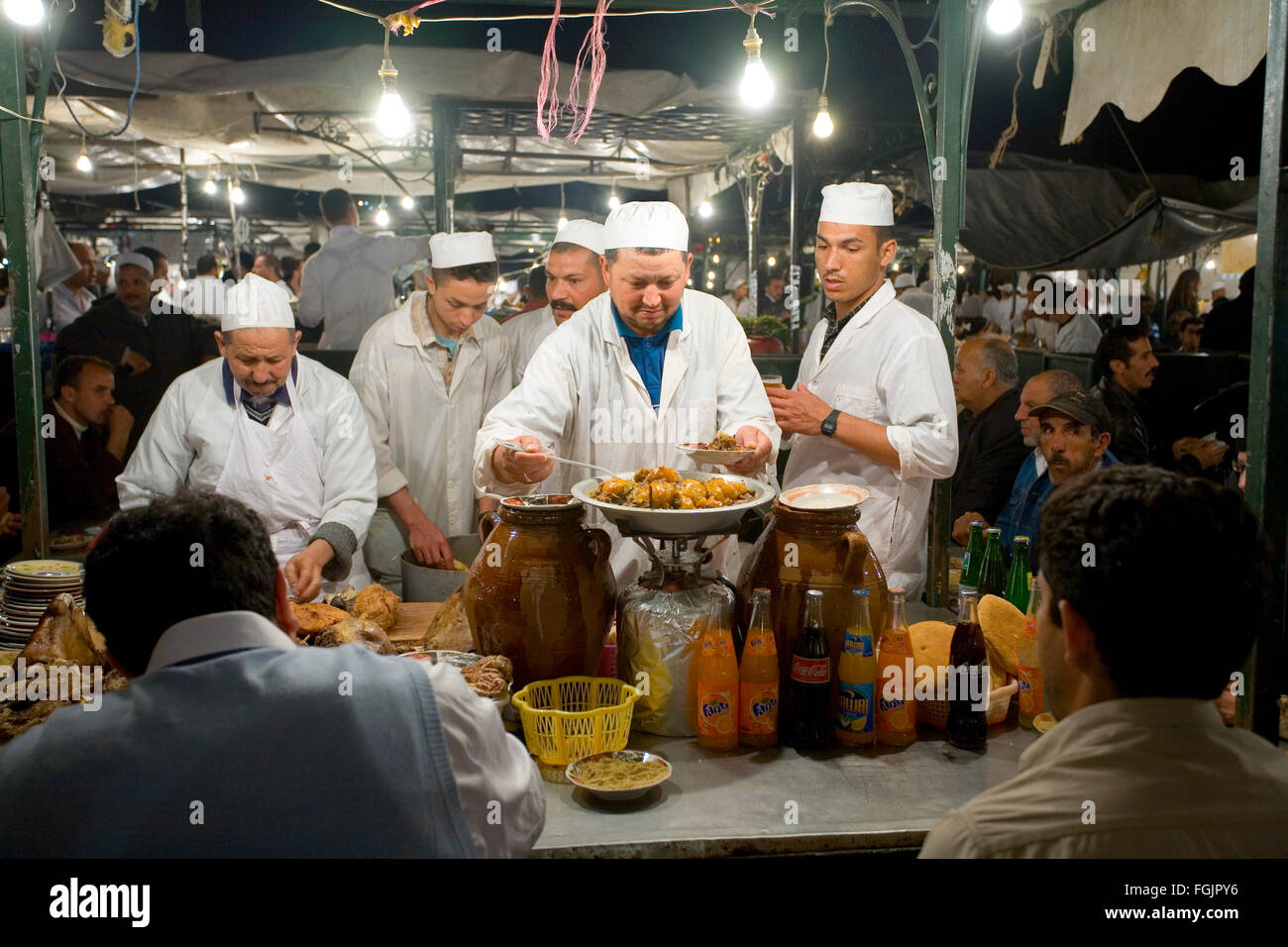 Chefs cooking food in Jemaa El Fna Square in Marrakech Morocco Stock ...