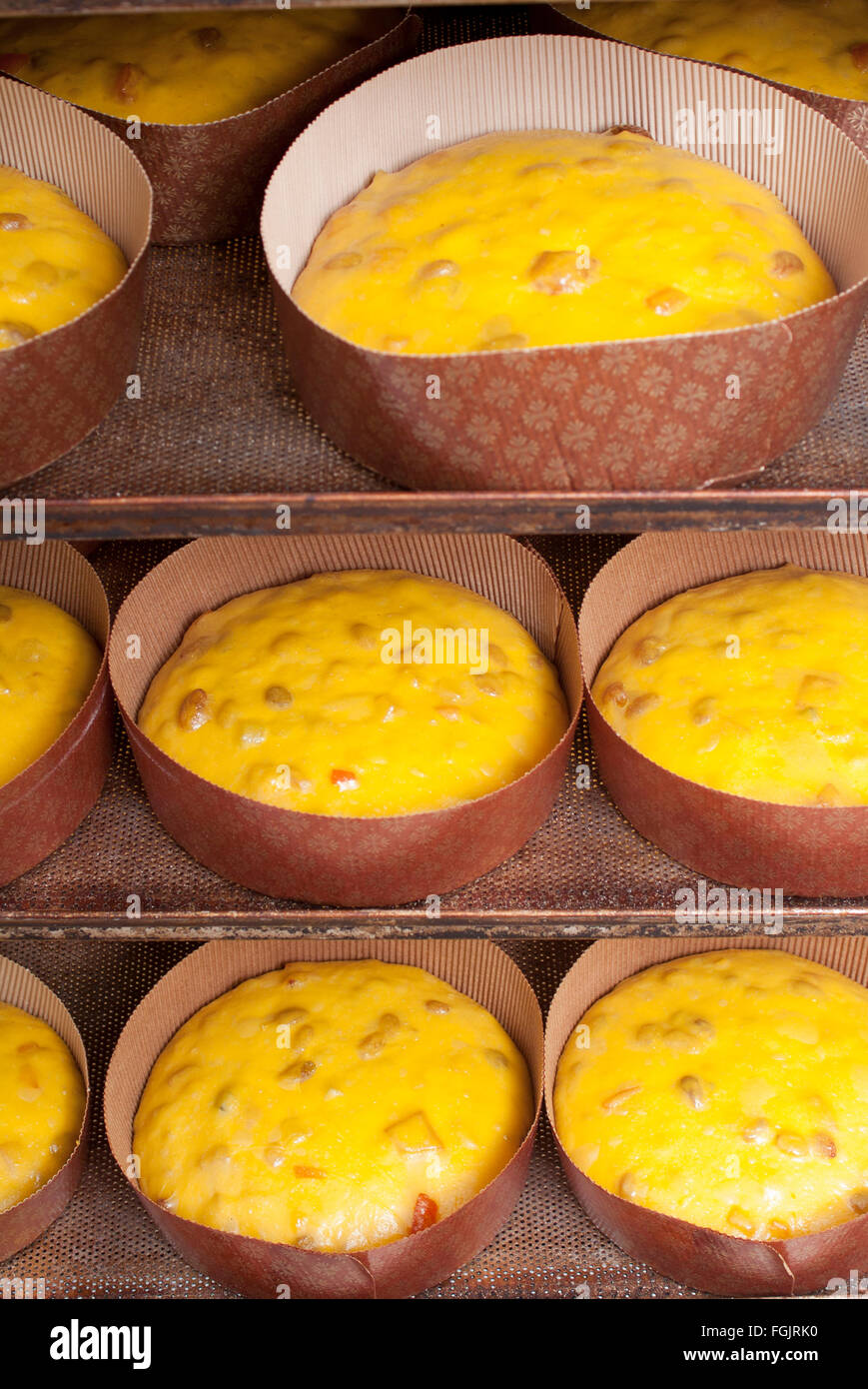 Panettone in raw form, in the oven while cooking Stock Photo - Alamy