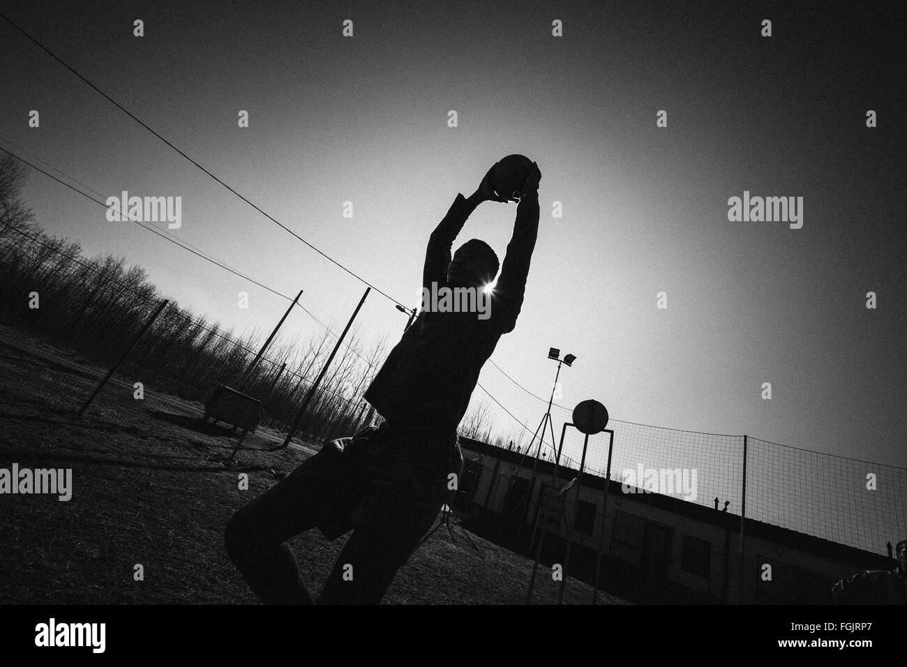 Italy, Parona, refugee center, football team Stock Photo - Alamy